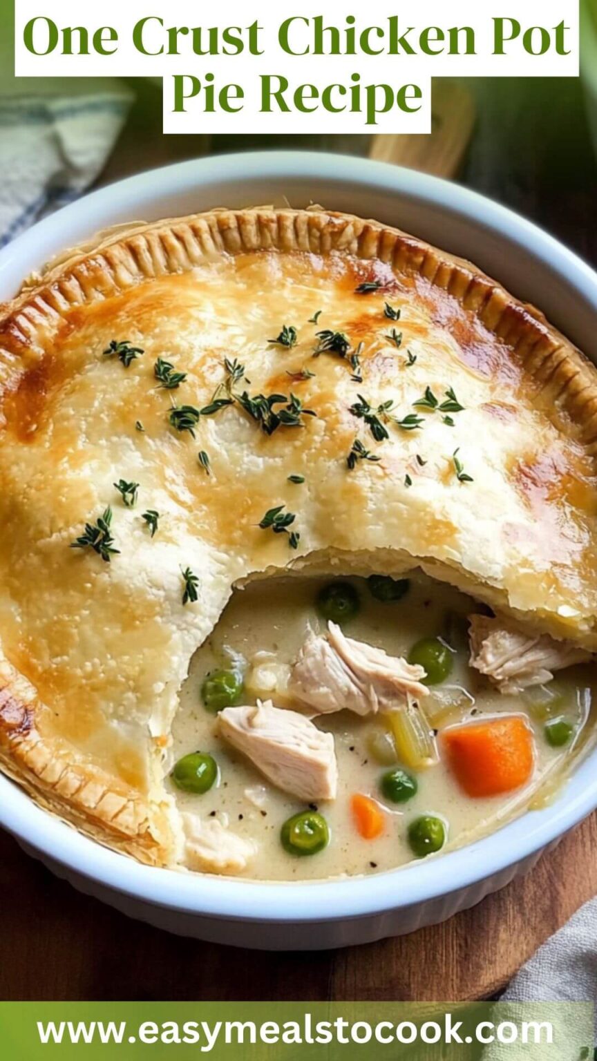 One Crust Chicken Pot Pie Recipe - Easy Meals To Cook
